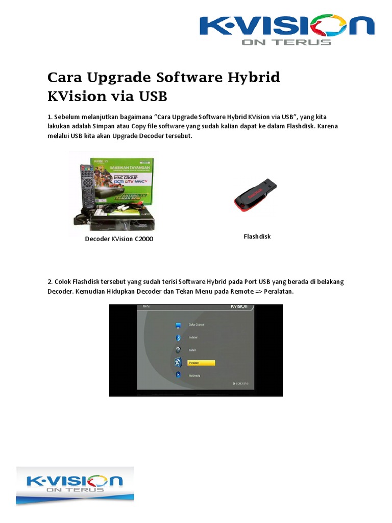 Panduan Kvision - Cara Upgrade Software Hybrid KVision Via USB | PDF