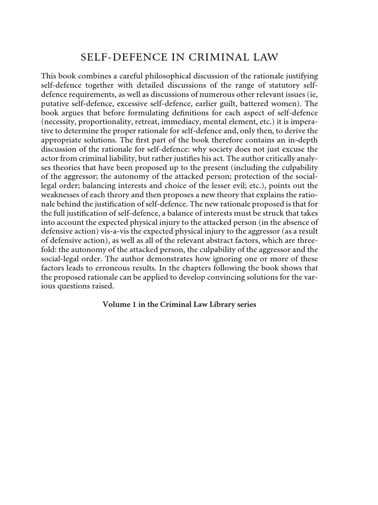 Self-Defence in Criminal Law (Criminal Law Library) (PDFDrive) PDF ...