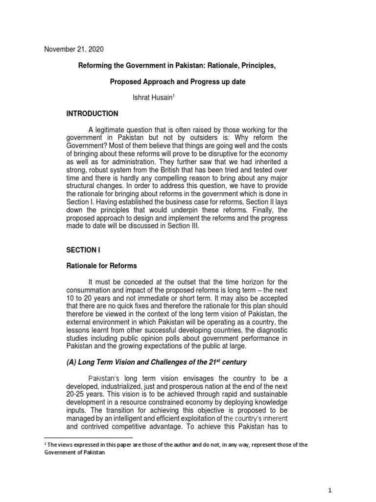 Reforming The Government Paper by DR Ishrat Husain | PDF | Governance ...