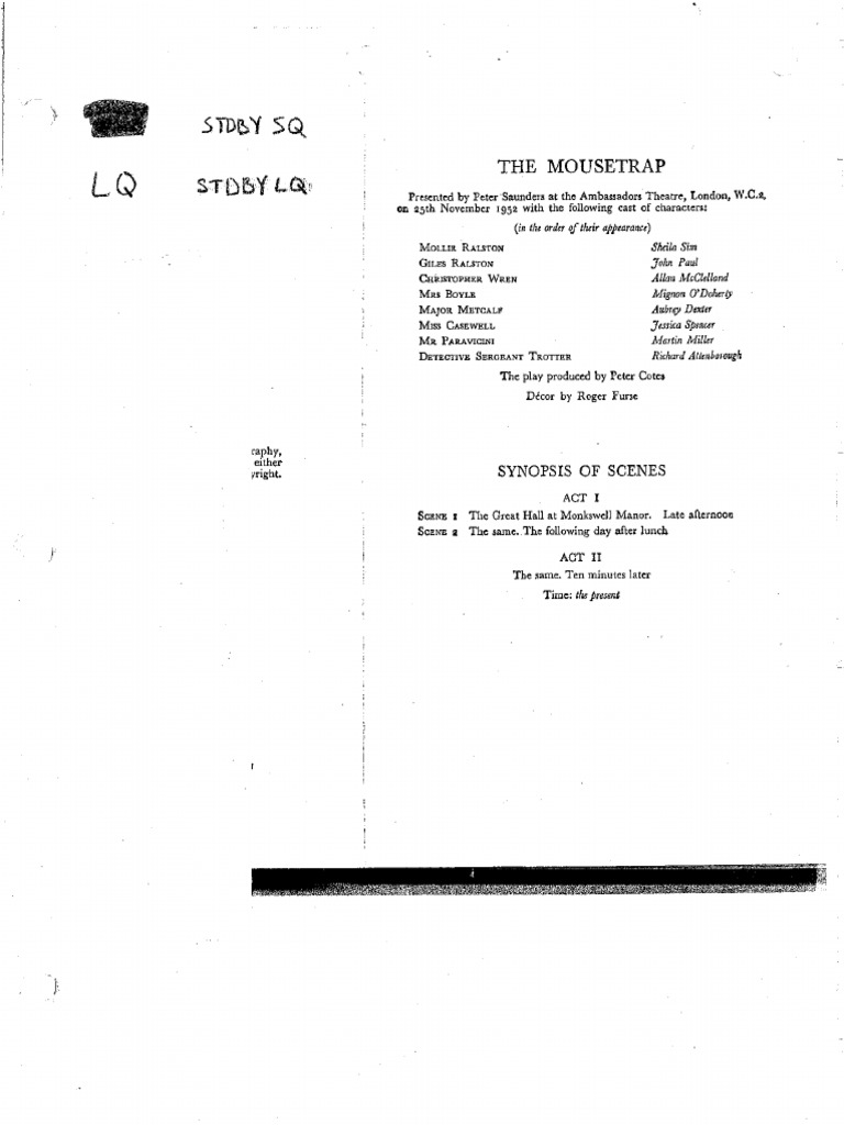 The Mousetrap Free Script