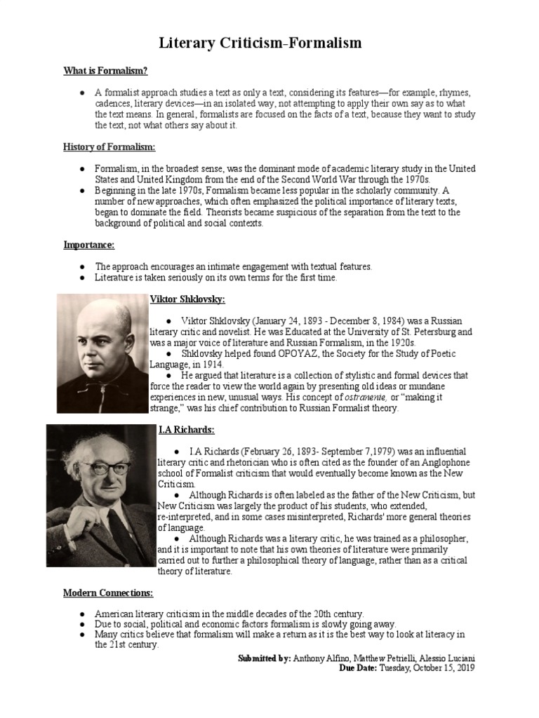 Literary Criticism-Formalism Handout 1 | PDF | Poetry | Science