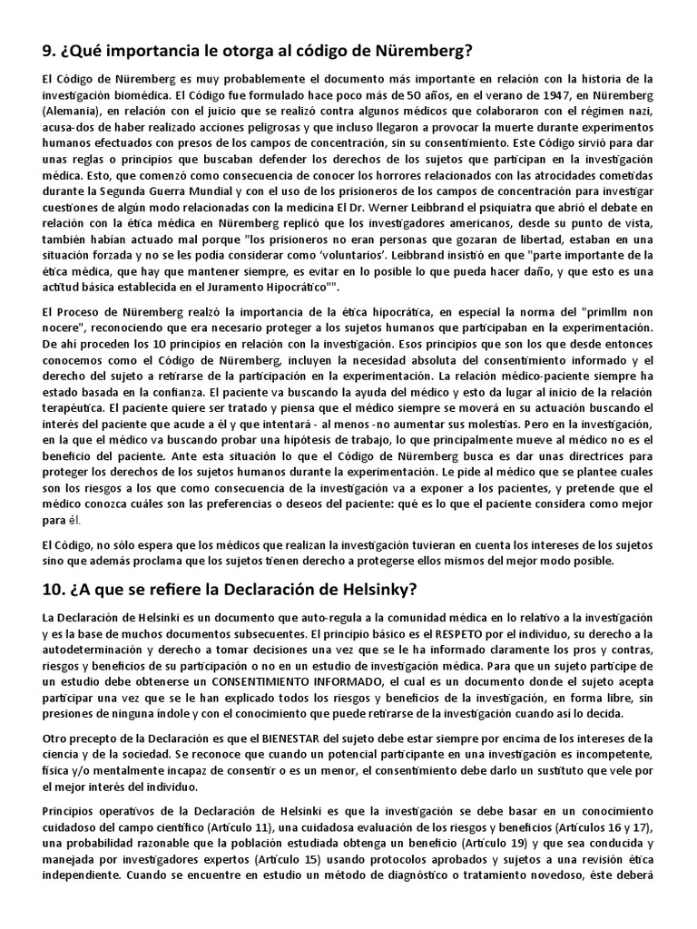 Código Nuremberg | PDF | Etica Aplicada | Medicina