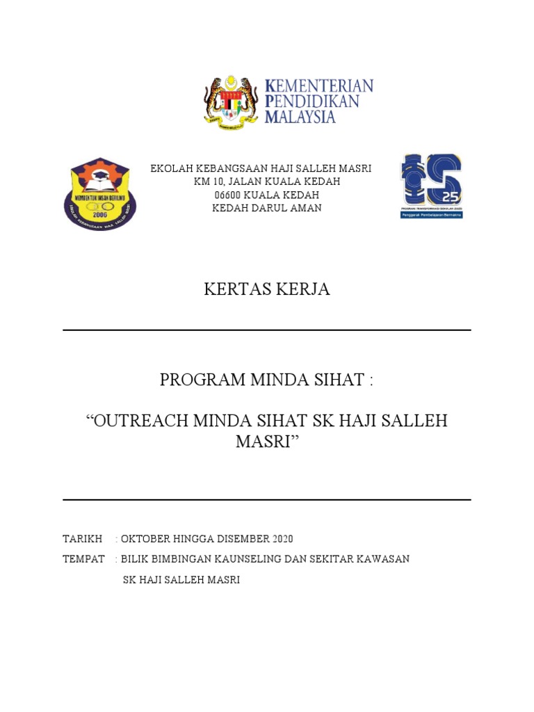 Kertas Kerja Sudut Minda Sihat 2020 | PDF