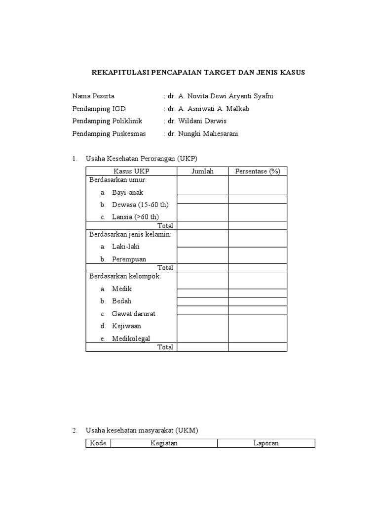 Rekap Target & Kasus Kesehatan | PDF
