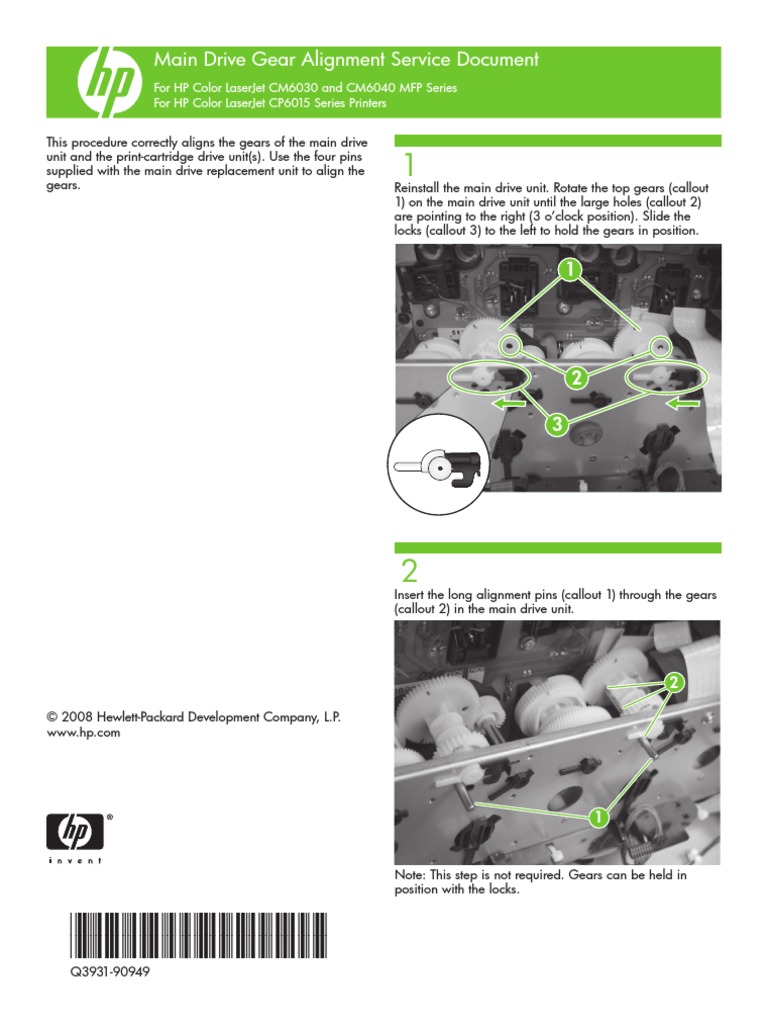 Main Drive Gear Alignment Service Document | PDF | Equipment ...
