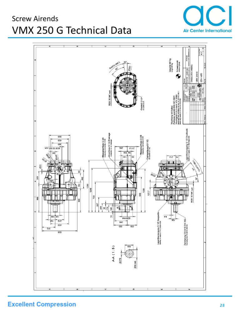 VMX 250 G Technical Data: Screw Airends | PDF | Technology & Engineering