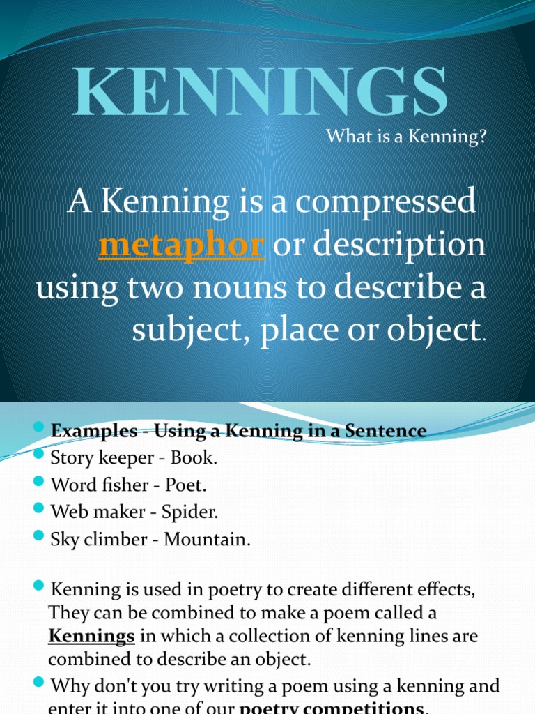 Kennings: A Kenning Is A Compressed or Description Using Two Nouns To Describe A Subject, Place ...