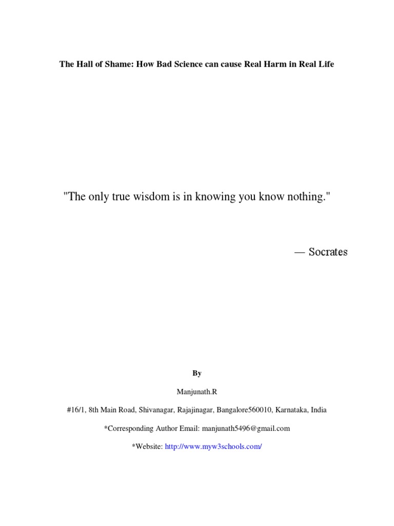 The Hall of Shame: How Bad Science Can Cause Real Harm in Real Life ...