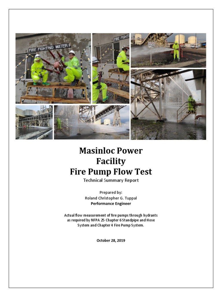 Masinloc Power Facility Fire Pump Flow Test: Technical Summary Report ...