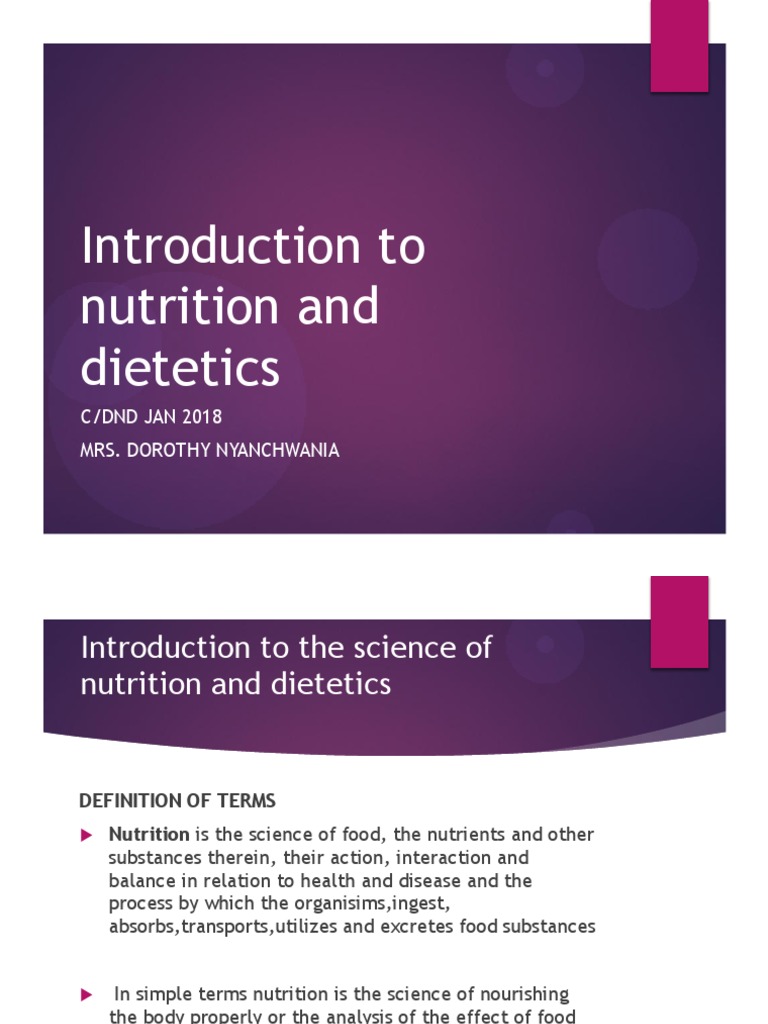 Introduction to Nutrition and Dietetics Profession | PDF | Human ...