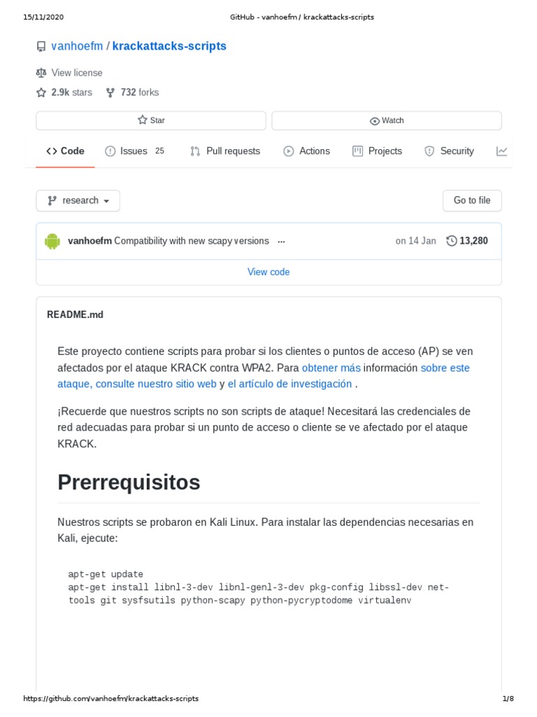 GitHub - Vanhoefm - Krackattacks-Scripts PDF | PDF | Wifi | Redes de computadoras