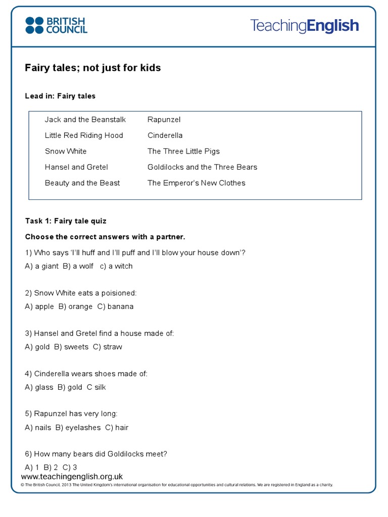 Engaging Fairy Tale Worksheets for Kids | PDF | Rapunzel | Fairy Tales