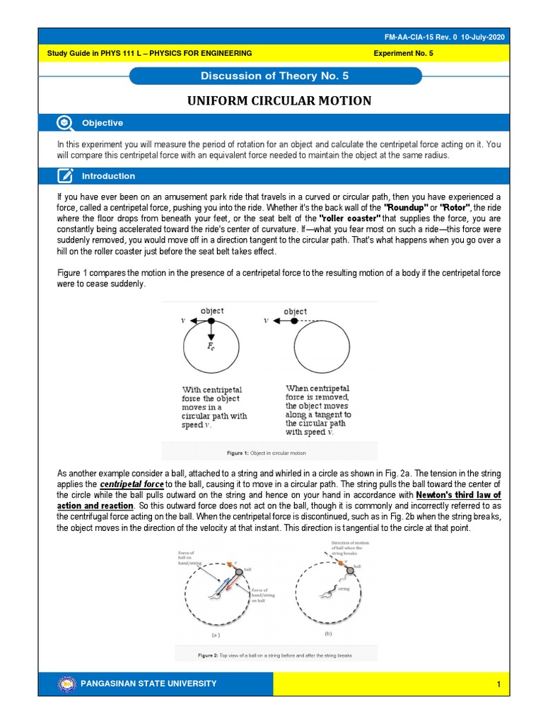 Uniform Circular Motion: Discussion of Theory No. 5 | PDF | Force | Mass