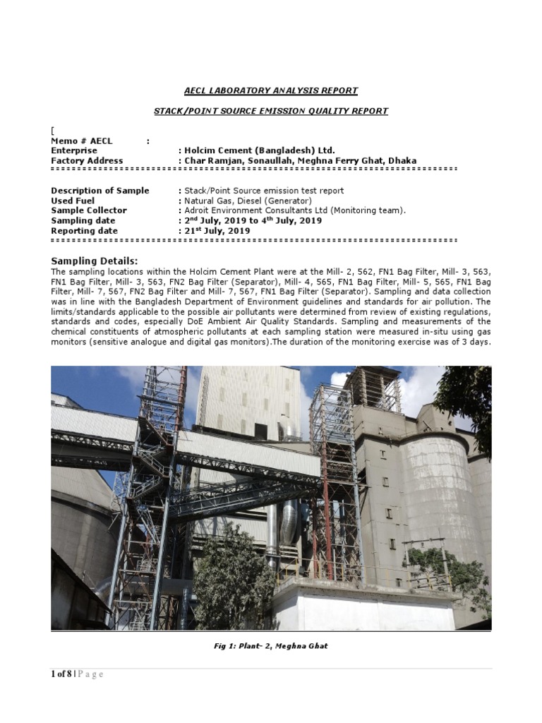 Cement Industry Stack Emission Report | PDF | Exhaust Gas | Gases