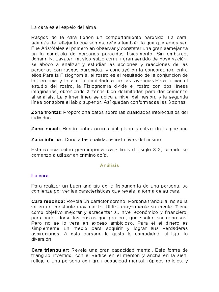 Fisiognomia | PDF | Cara | Fisonomía