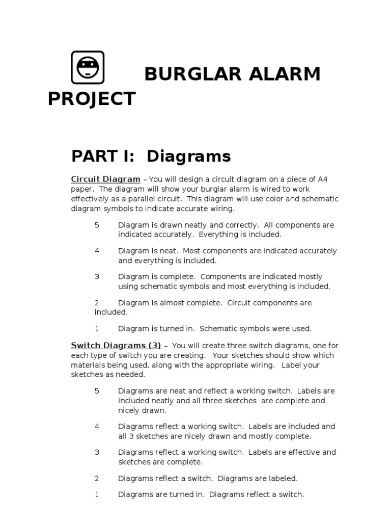 Burglar Alarm Science Project Guide | PDF | Switch | Security Alarm