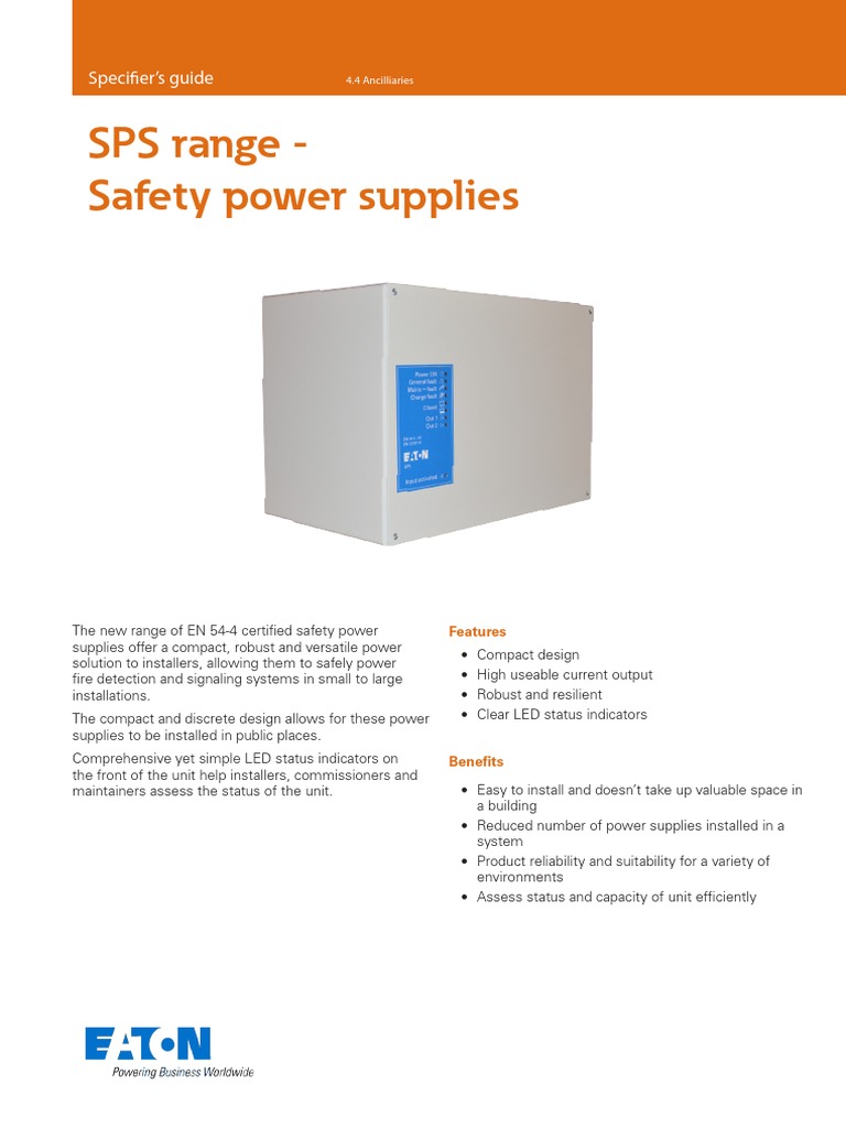 SPS Range - Safety Power Supplies: Specifier's Guide | PDF