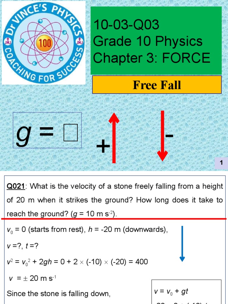 10-03-Q03 Grade 10 Physics Chapter 3: FORCE: Free Fall | PDF | Quantity | Space
