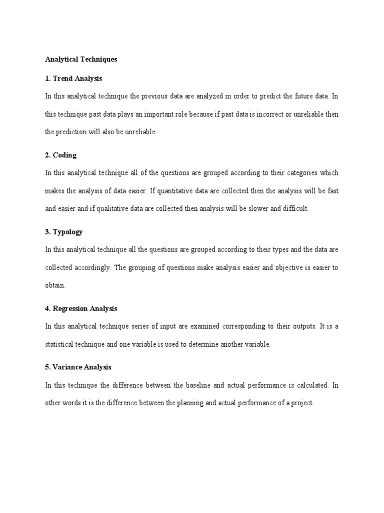 Analytical Techniques 1. Trend Analysis | PDF