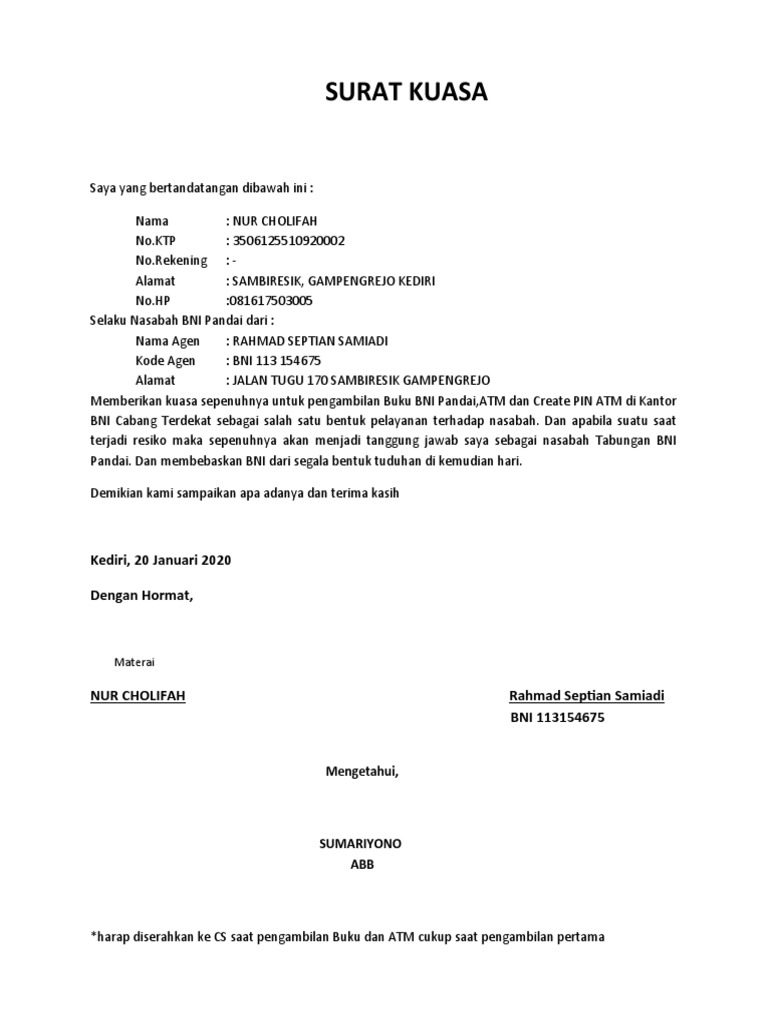 Contoh File Surat Kuasa | PDF