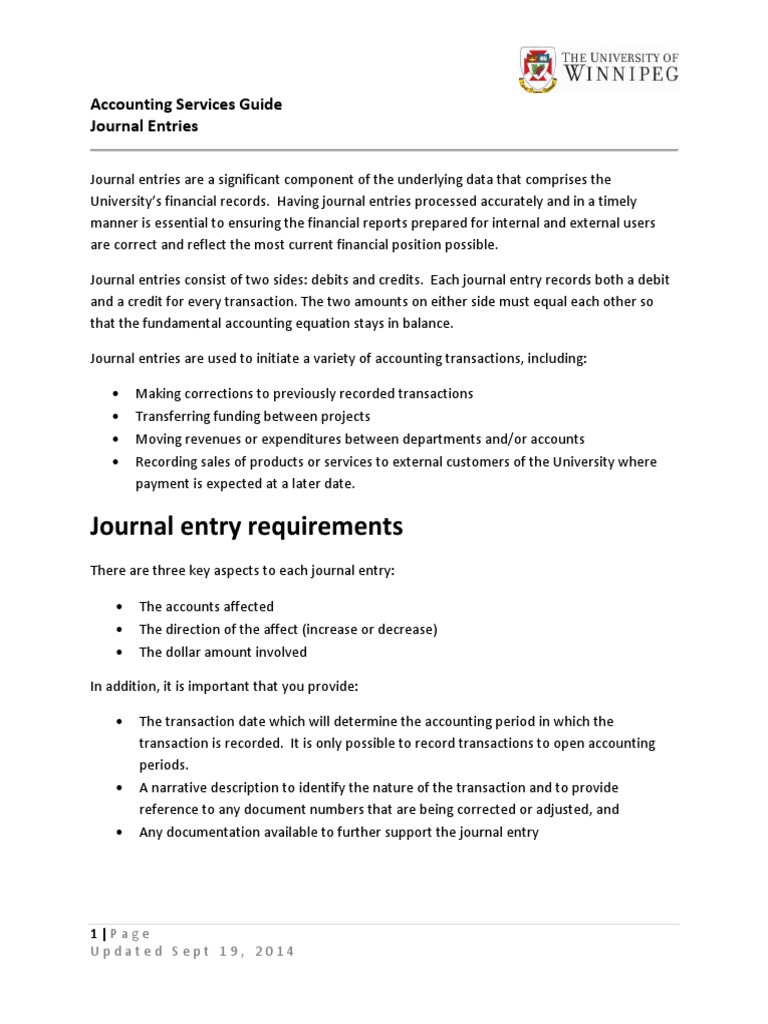 Journal Entry Requirements: Accounting Services Guide Journal Entries ...
