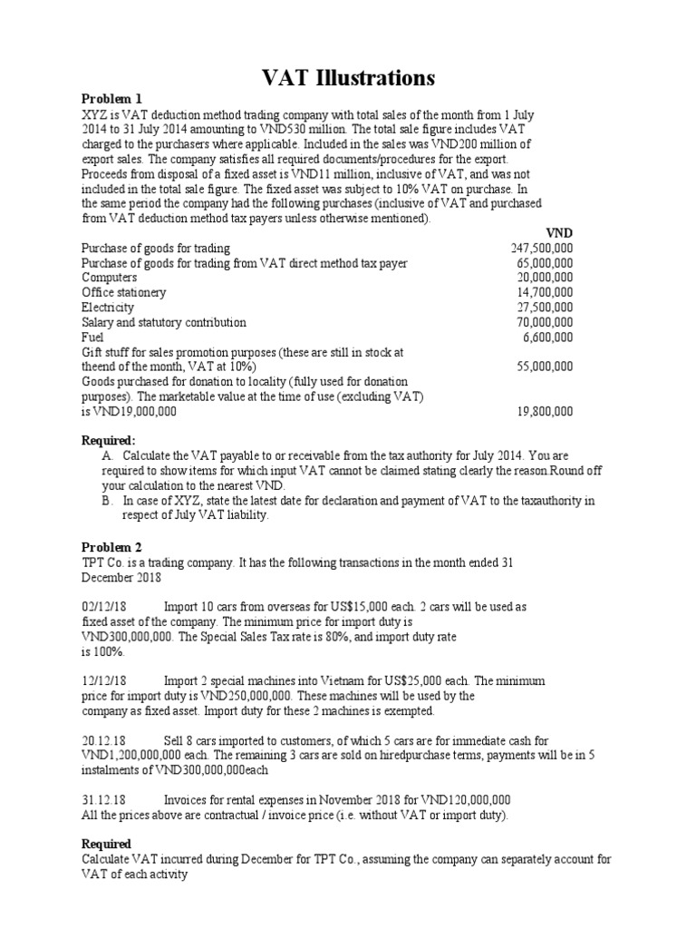 VAT Illustrations | PDF | Value Added Tax | Taxation