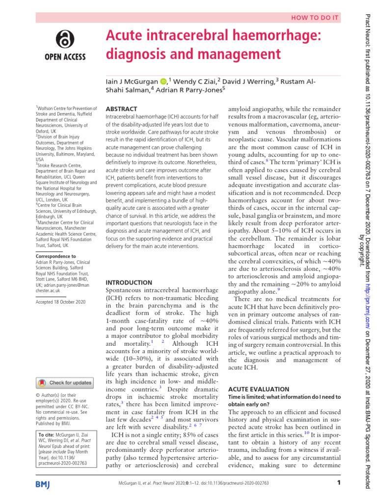 33288539: Acute Intracerebral Haemorrhage Diagnosis and Management PDF ...