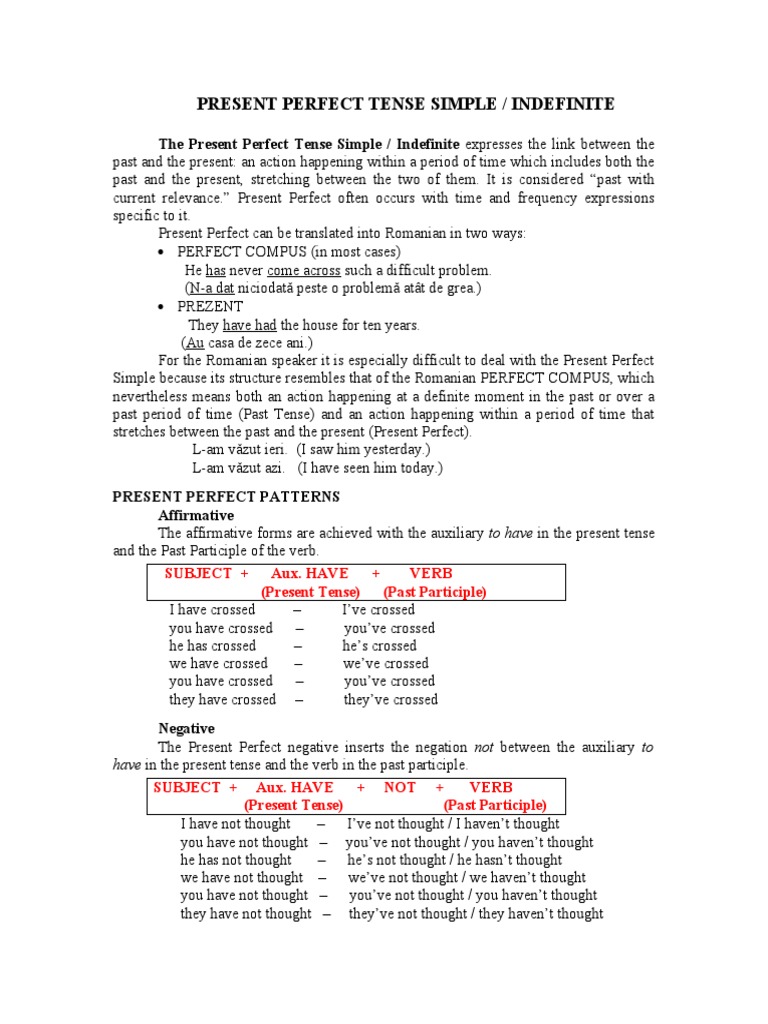 PRESENT PERFECT Theory | PDF | Grammatical Tense | Perfect (Grammar)