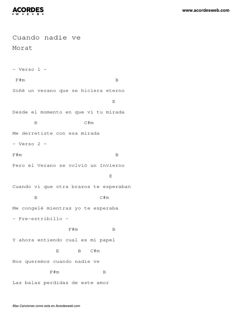 Cuando Nadie Ve: Morat | PDF | Entretenimiento (general)