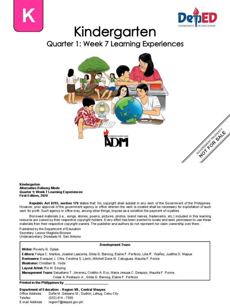 Kindergarten q1 Week7 FINAL07182020 PDF | PDF | Taste | Facilitator