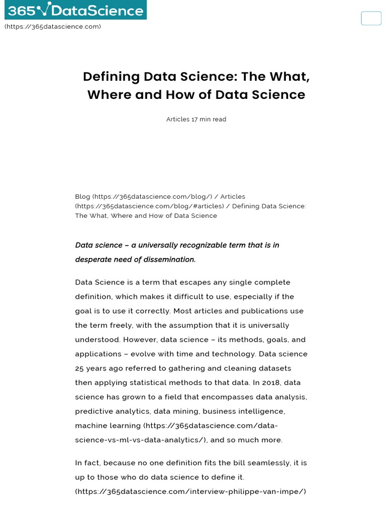 Defining Data Science - The What, Where and How of Data Science - 365 ...