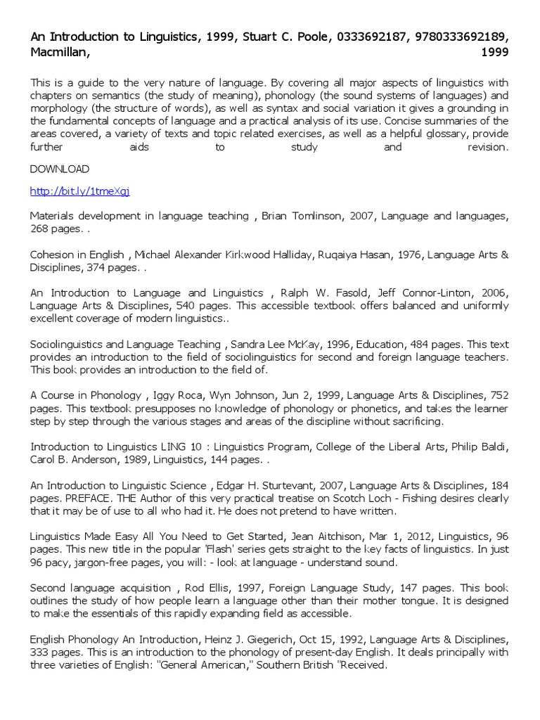 An Introduction To Linguistics | PDF