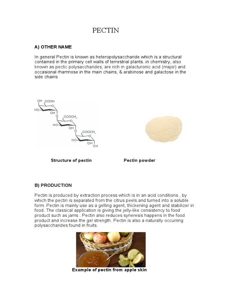 Pectin: A) Other Name | PDF | Fruit Preserves | Food And Drink
