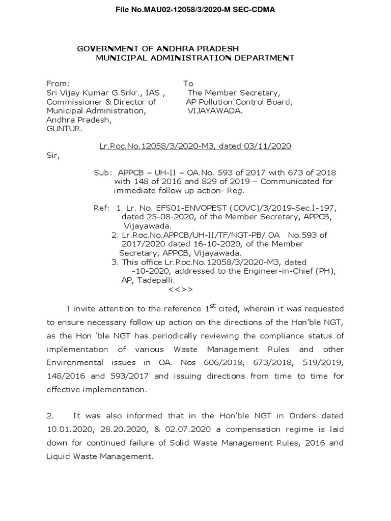 LR To APPCB | PDF | Waste | Environment