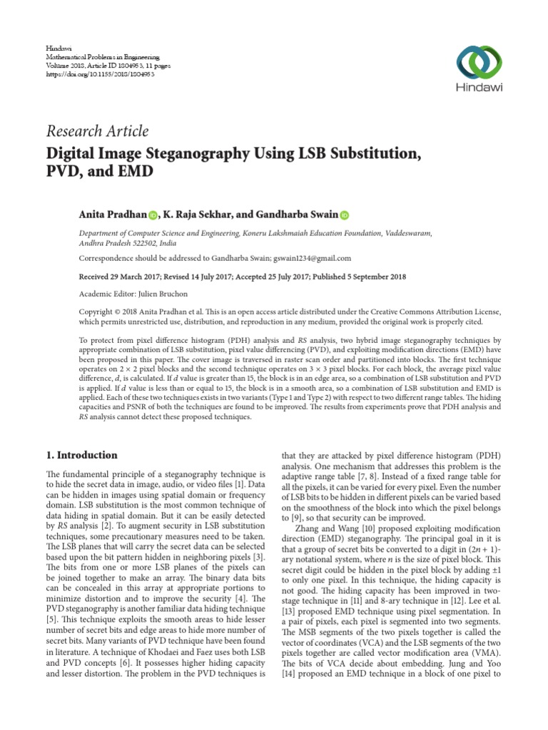 Digital Image Steganography Using LSB Substitution, PVD, and EMD PDF | PDF | Rgb Color Model | Bit