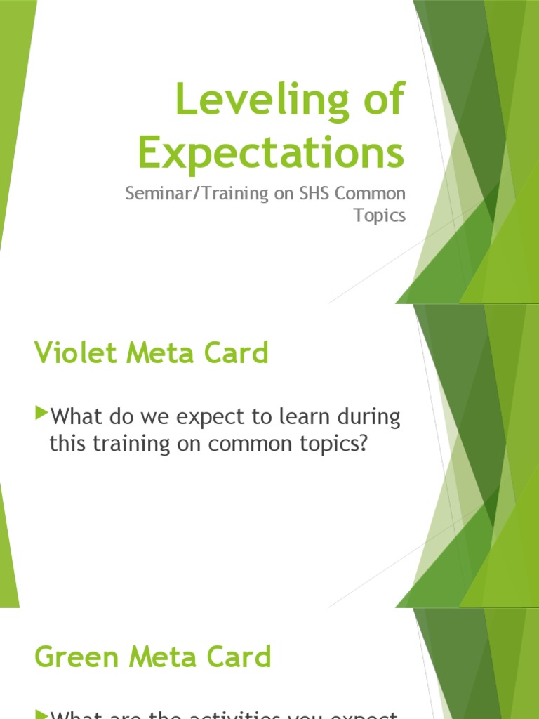 Levelling of Expectations | PDF