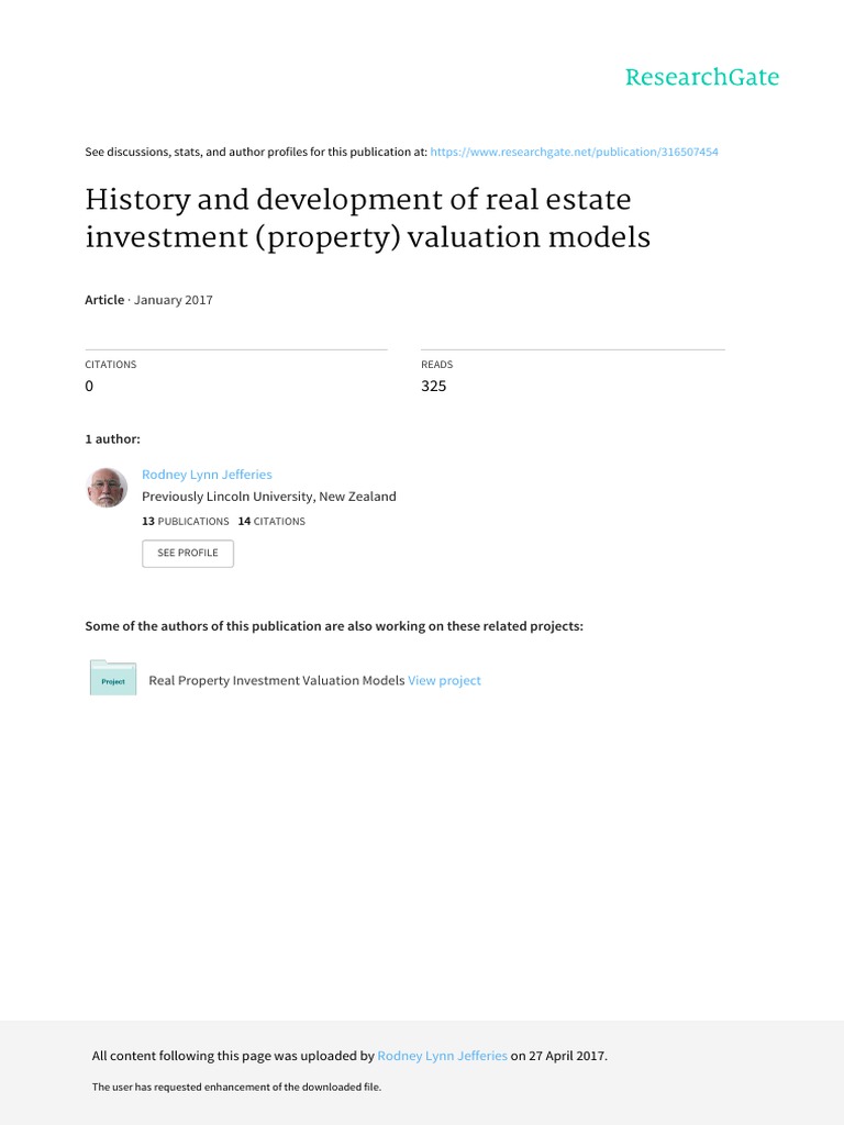 History and Development of Real Estate Investment (Property) Valuation ...