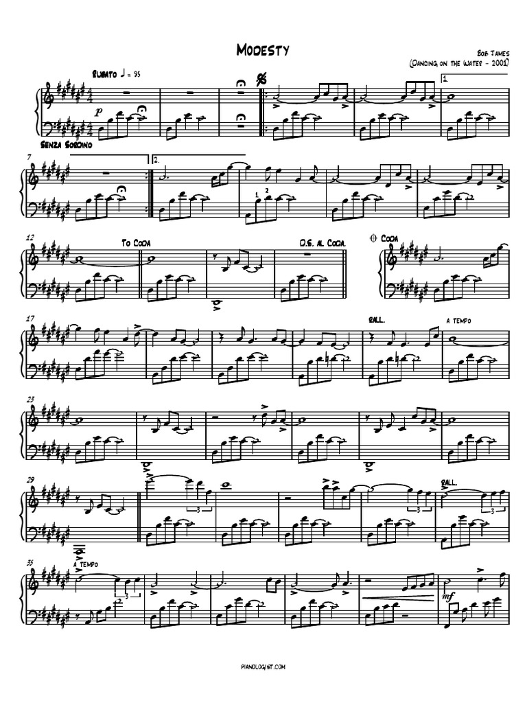 Piano Sheet Music Bob James Modesty - Compress PDF | PDF