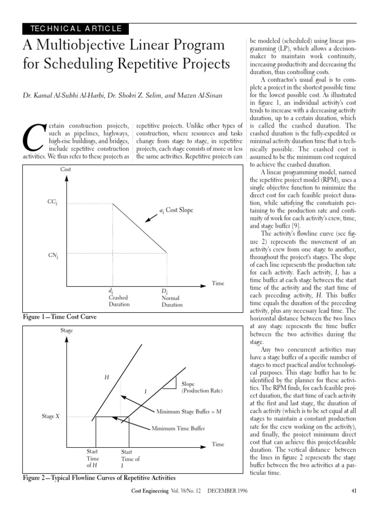 A Multiobjective Linear Program For Scheduling Repetitive Projects | PDF | Mathematical ...