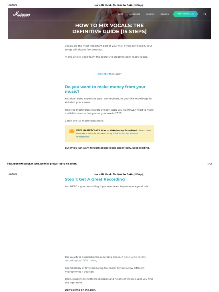 6how To Mix Vocals - The Definitive Guide (15 Steps) | PDF | Equalization (Audio) | Electrical ...