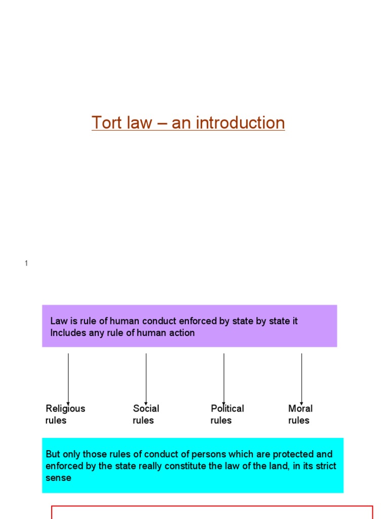 Tort Law - An Introduction | PDF | Tort | Vicarious Liability