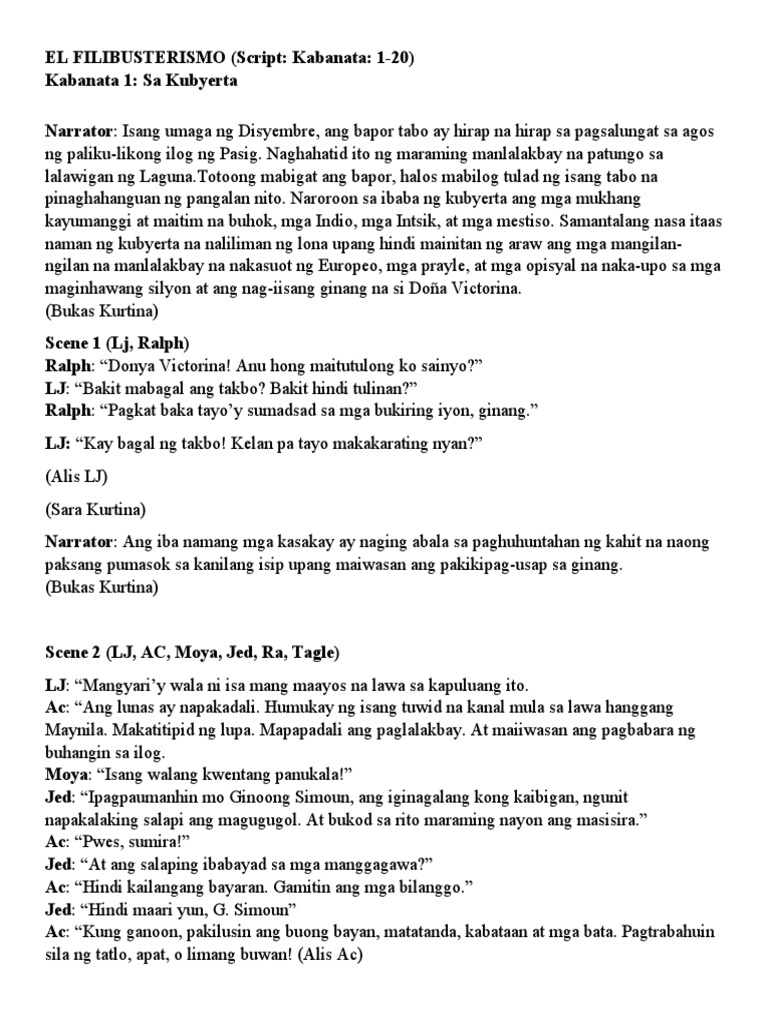 El Filibusterismo Script | PDF