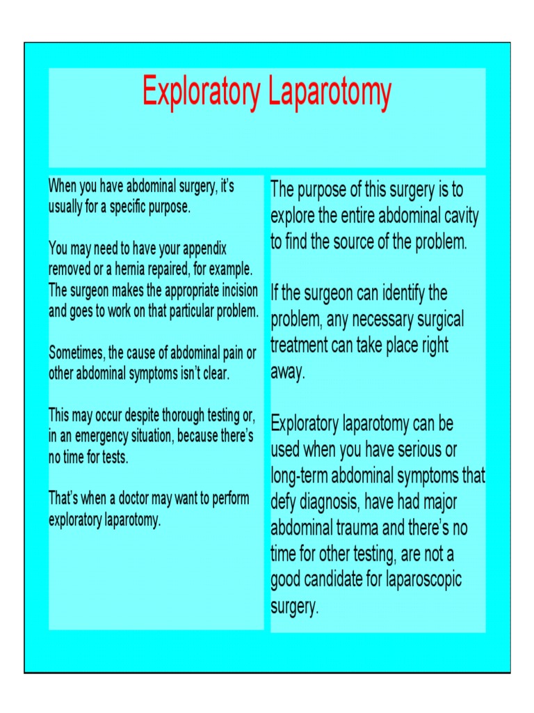 Understanding Exploratory Laparotomy | PDF | Surgery | Surgical Specialties