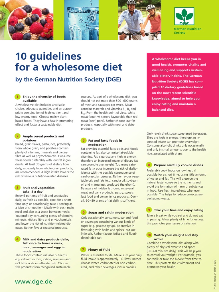 10 Guidelines For A Wholesome Diet: by The German Nutrition Society ...