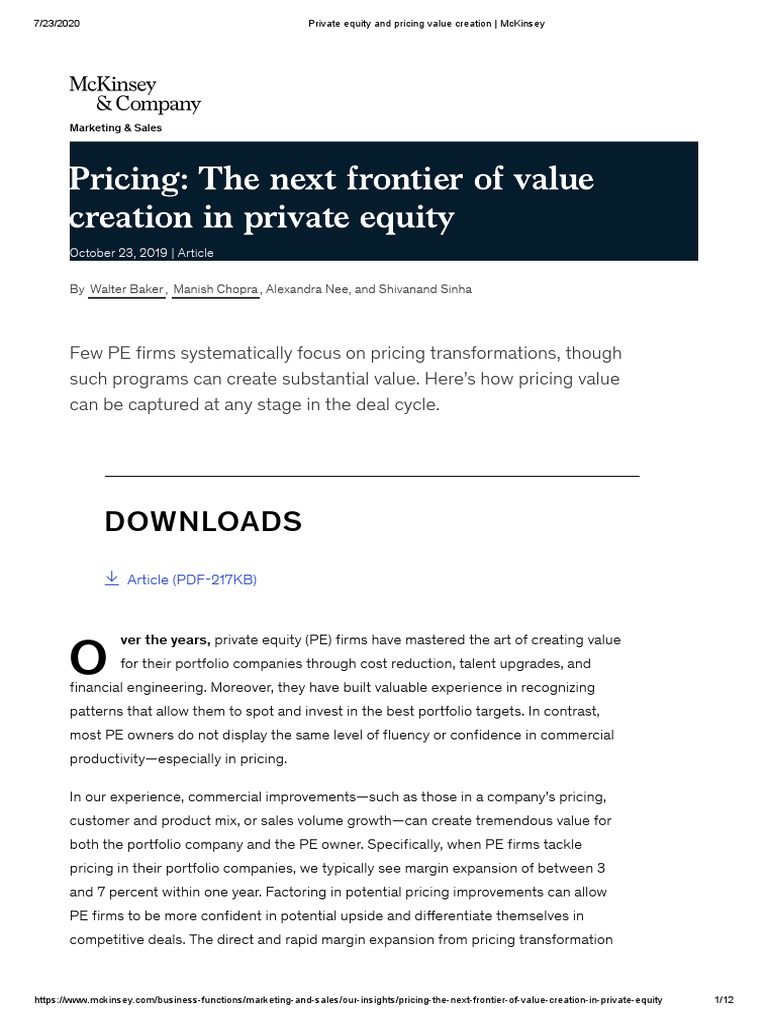 Capturing Pricing Value: A Framework for Private Equity Firms to ...