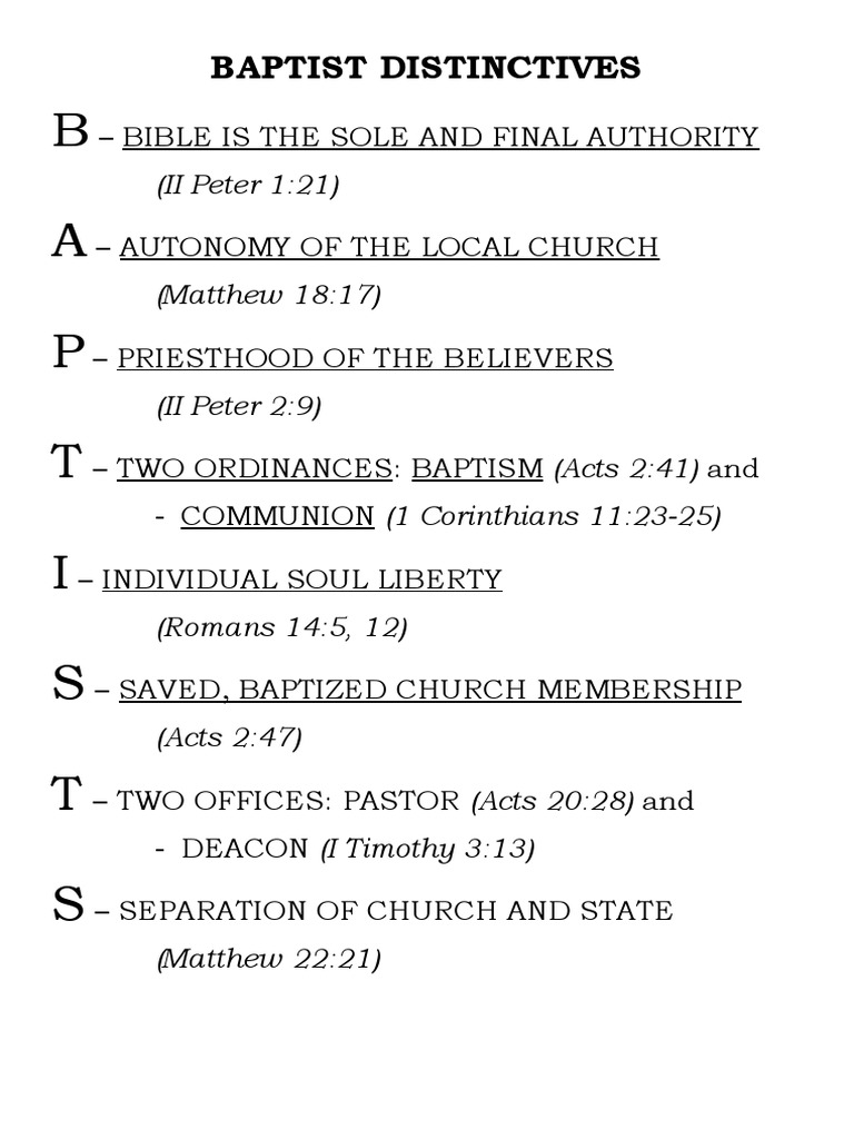 Baptist Distinctives Explained | PDF