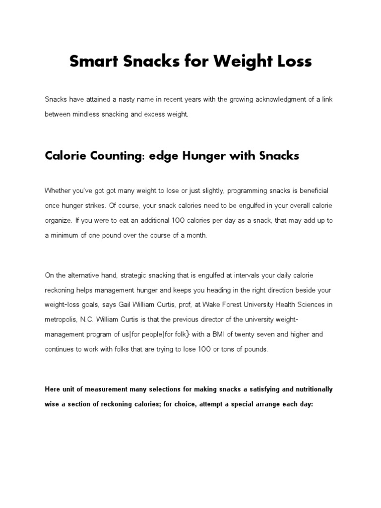 Smart Snacking for Weight Loss | PDF | Weight Loss | Hunger