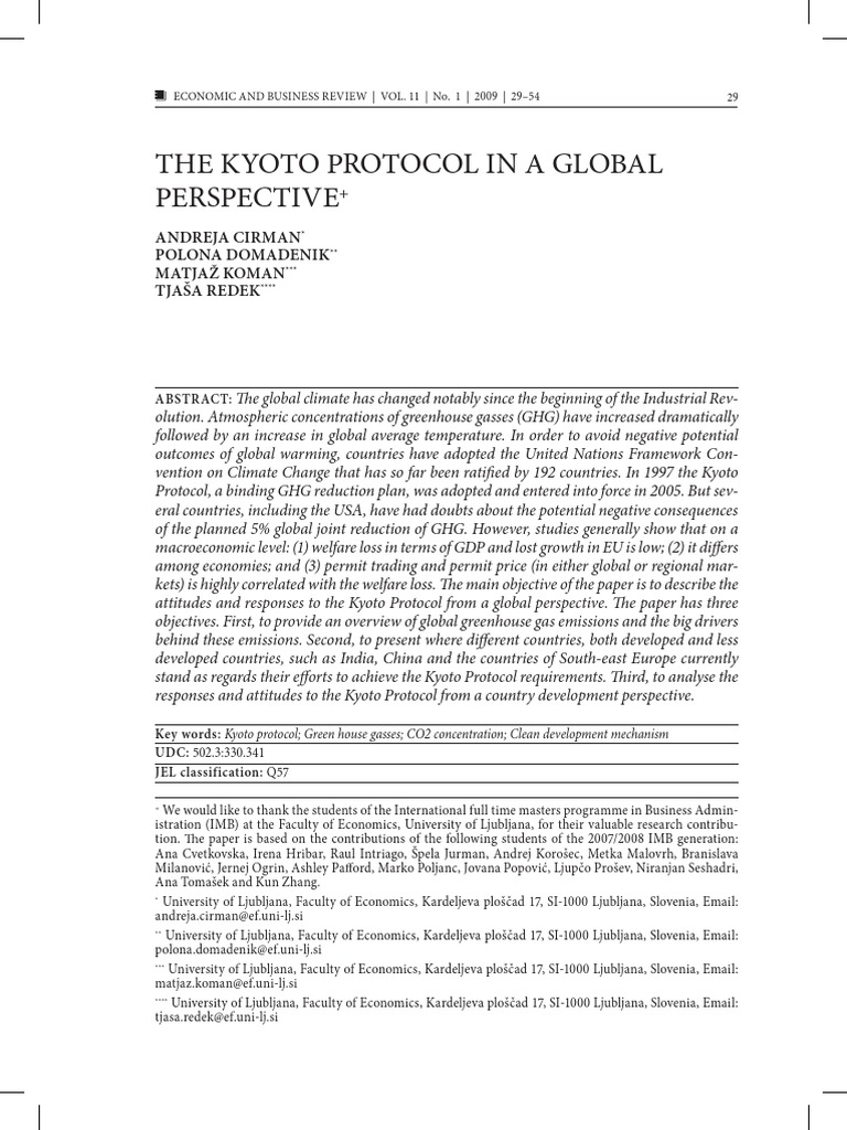 The Kyoto Protocol in A Global Perspective PDF | PDF | Kyoto Protocol ...
