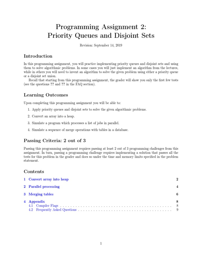 Programming Assignment 2 Priority Queues And Disjoint Sets Pdf Table Database Array 6495
