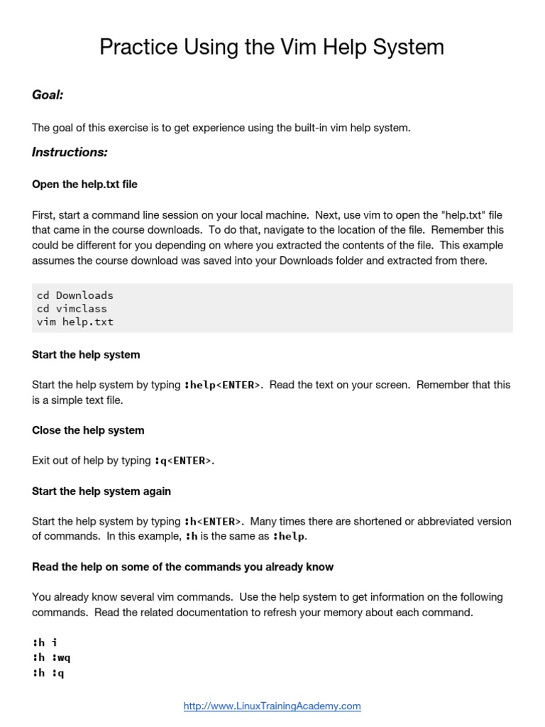 Practice Using The Vim Help System: Goal | PDF | Computer File | System Software